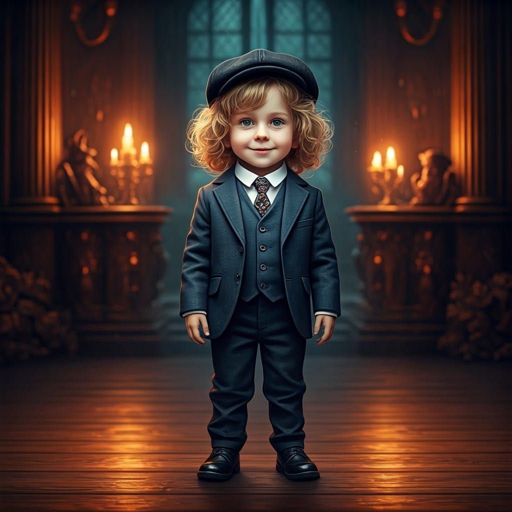 Victorian-Style Boy in Miniature Suit Smiles with ... - AI Art