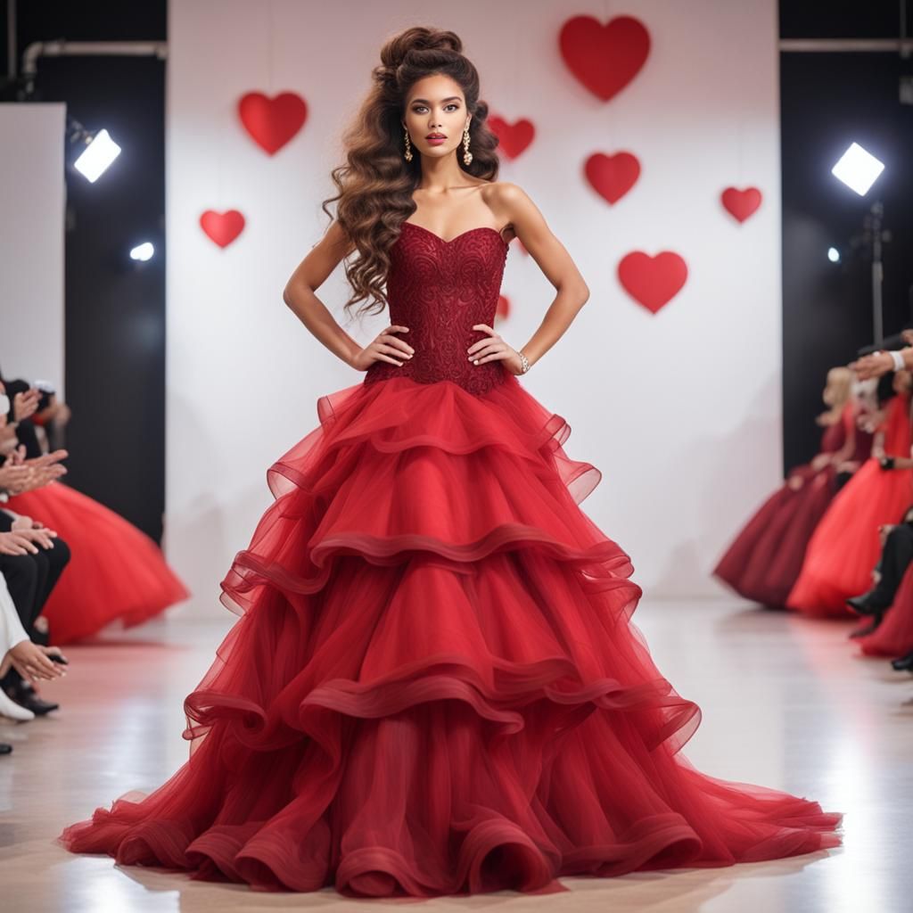 Shades Of Red Wide Evening Gowns Realistic & Simple. Redone. - AI Generated Artwork - NightCafe ...