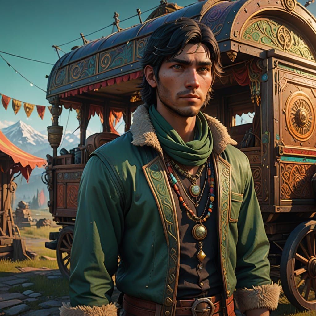 Gypsy Enchantment at Dusk - AI Art