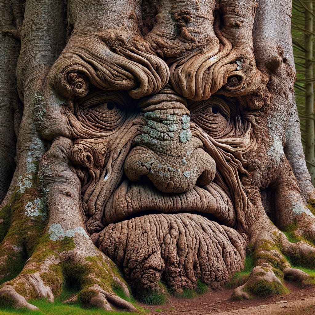 A photograph of a giant grumpy old tree - AI Generated Artwork - NightCafe Creator