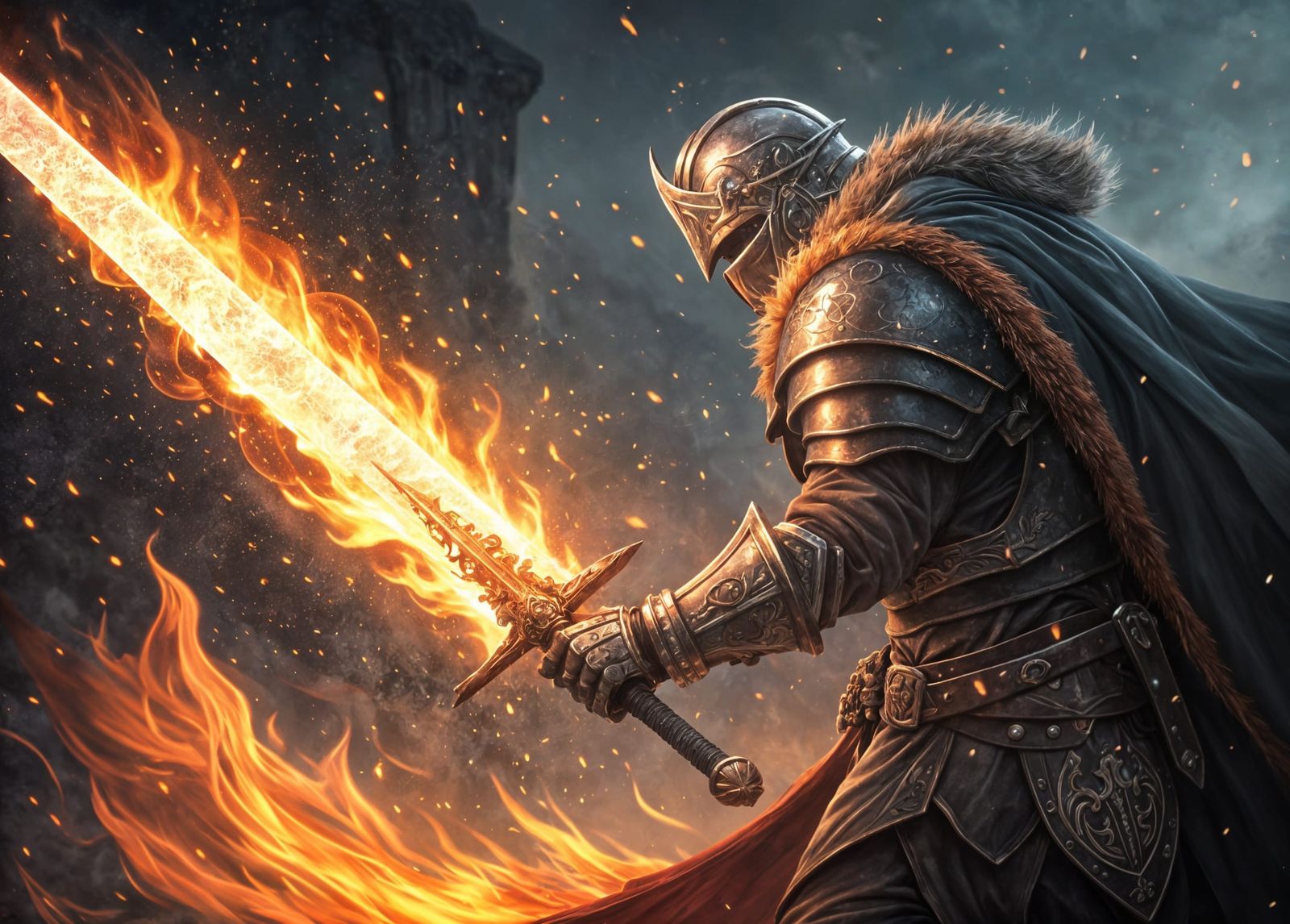 Fire Sword - Epic Fire Sword Wielder in a Blaze of Glory