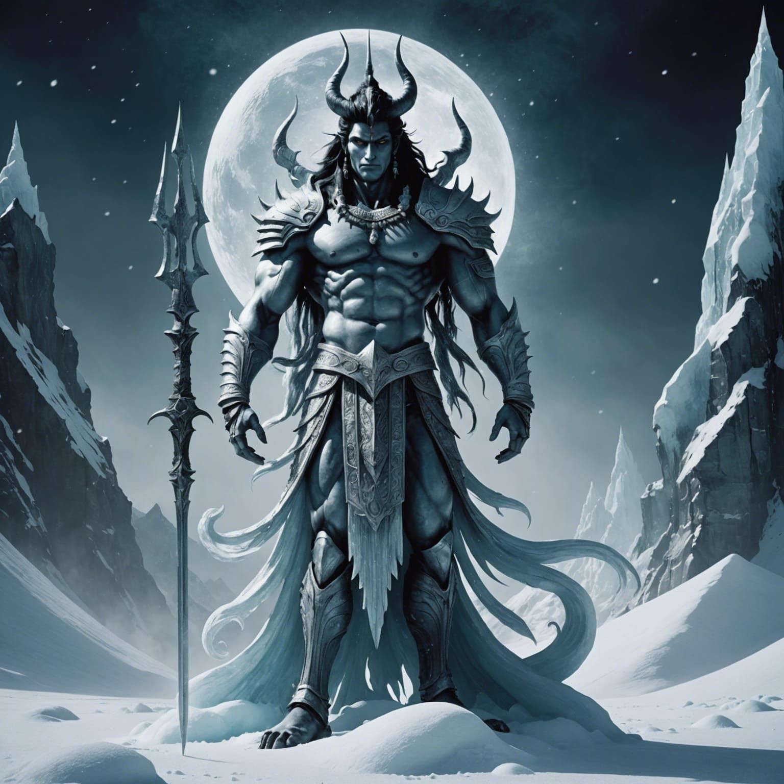 Art by Abdur-Rahman Chughtai, Shiva from Final Fantasy VIII, majestic ...