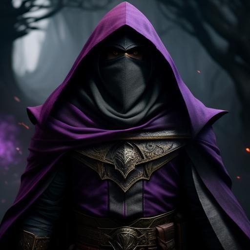purple shadow wizard with litle white eyes and purple hood and we cant ...