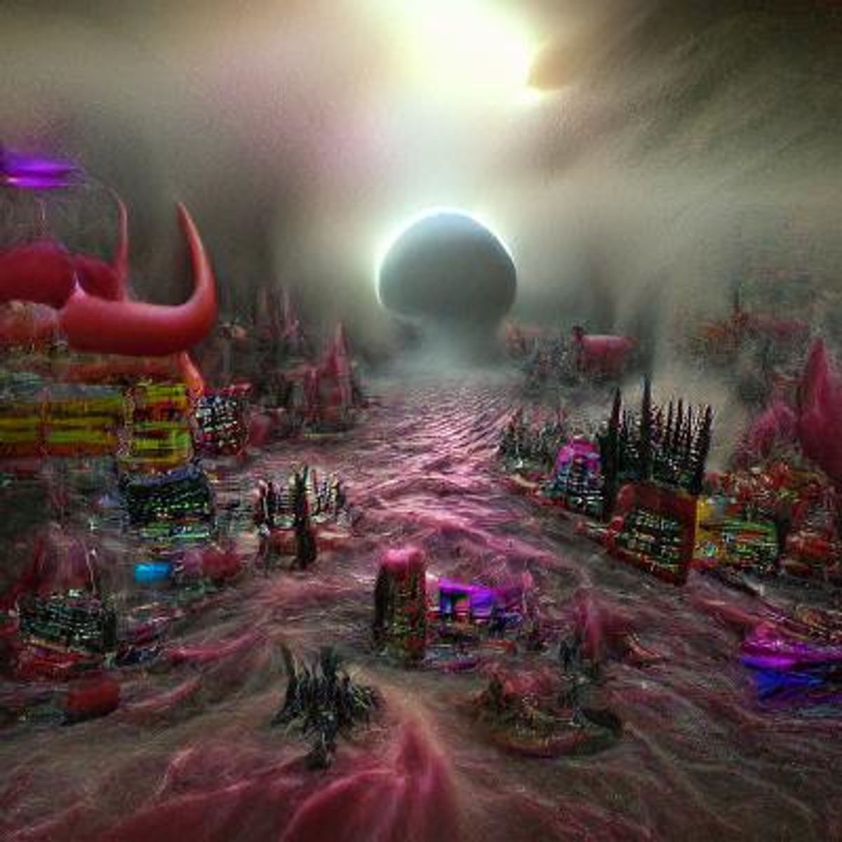 Atmospheric dream hellscape multidimensional 8K 3D ray tracing - AI ...