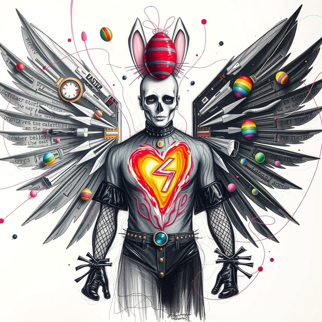 Kids Crayon drawings of punk goth Easter Bunny ,surreal child's drawing ...