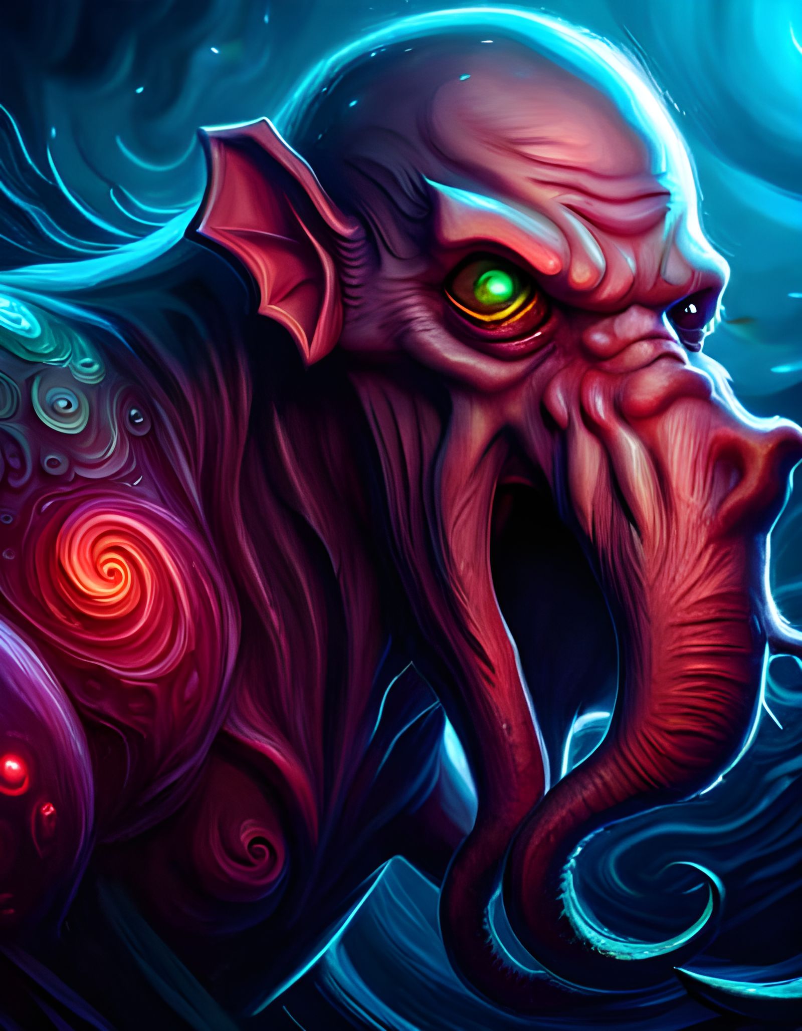 Cthulhu mythos Hyperrealistic, splash art, concept art, mid shot ...