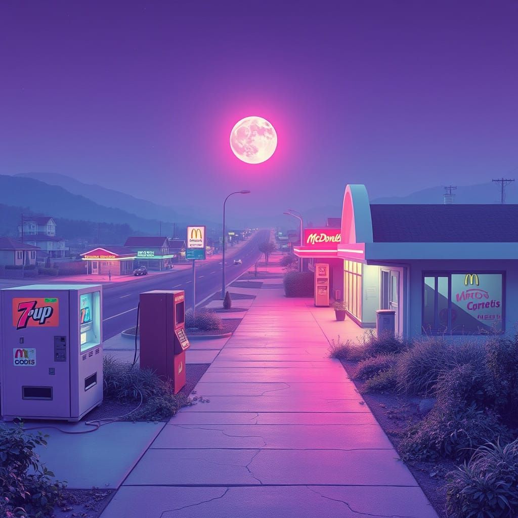 Liminal Town - Mystical Retro-Futuristic Townscape in Pastel...