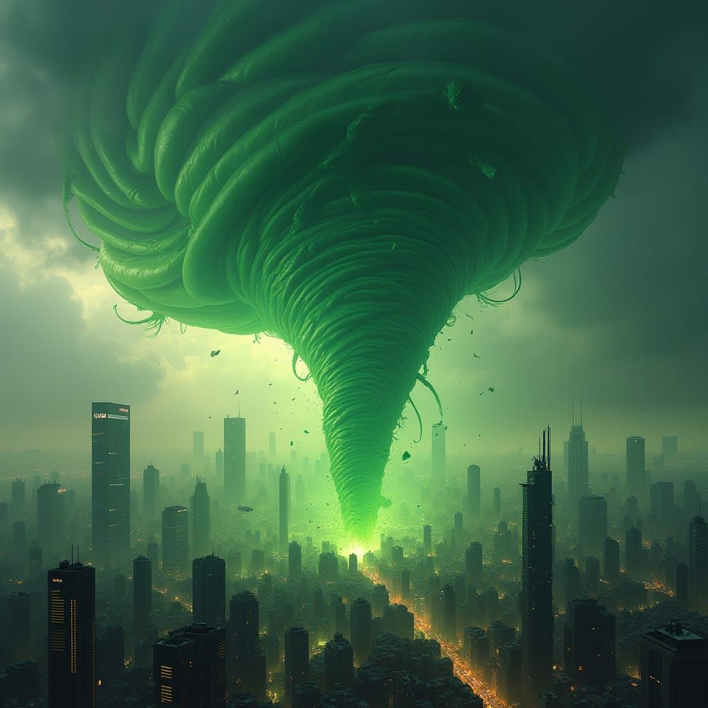 Slimenado (Tornado) destroy City - Cyberpunk Tornado Devasta...