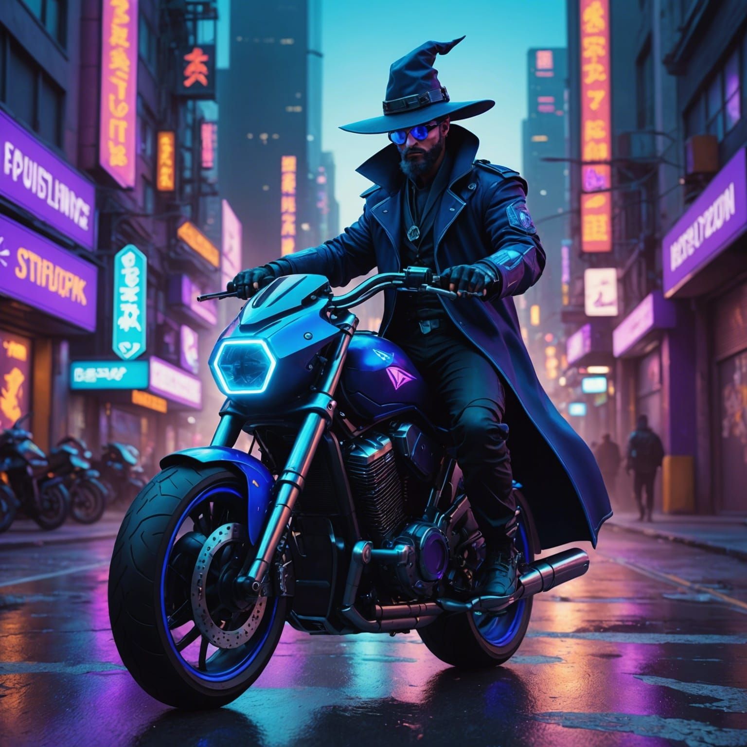 Wizard On A Motorcycle - AI Generated Artwork - NightCafe Creator