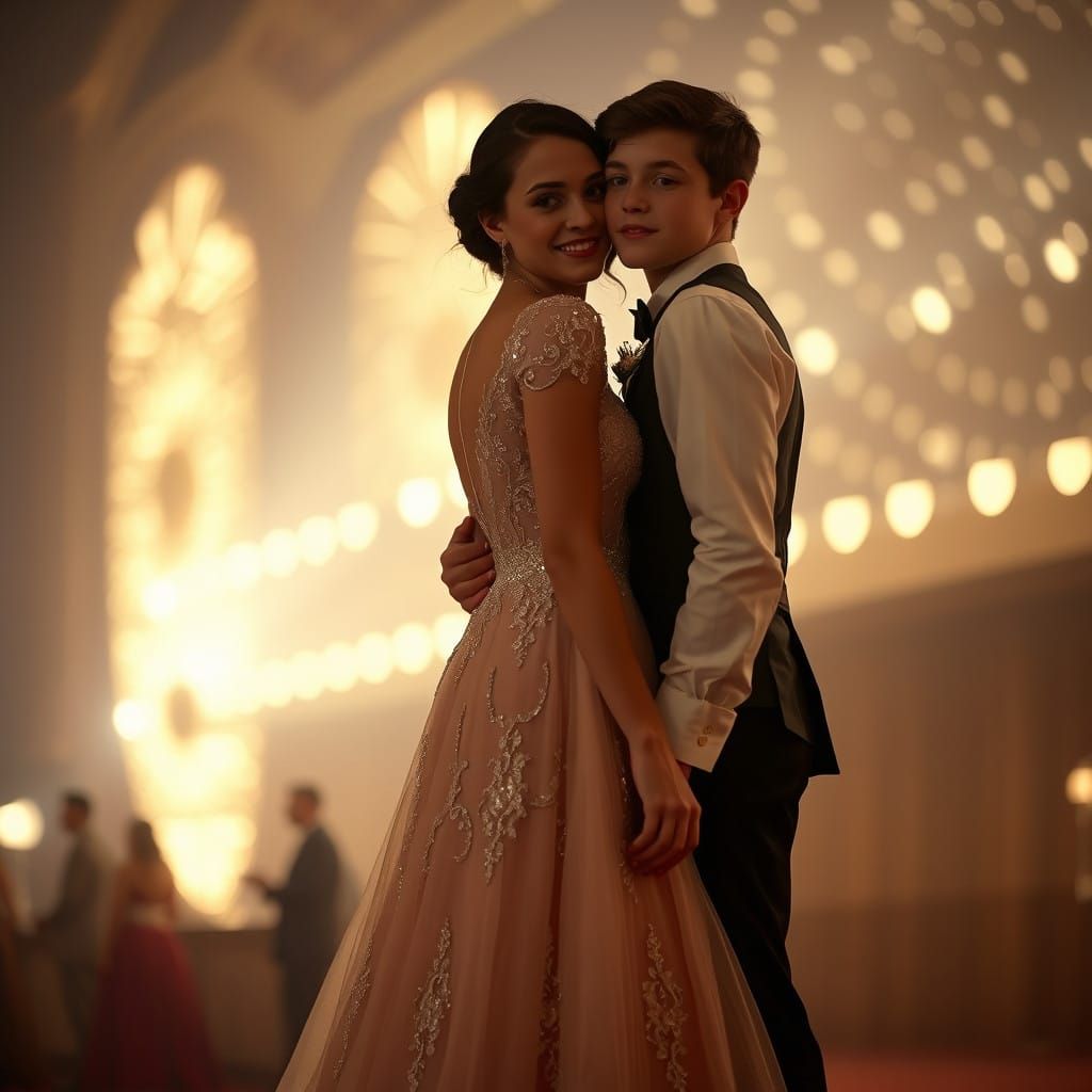 Romantic Prom Night Scene with a Touch of Moody El... - AI Art