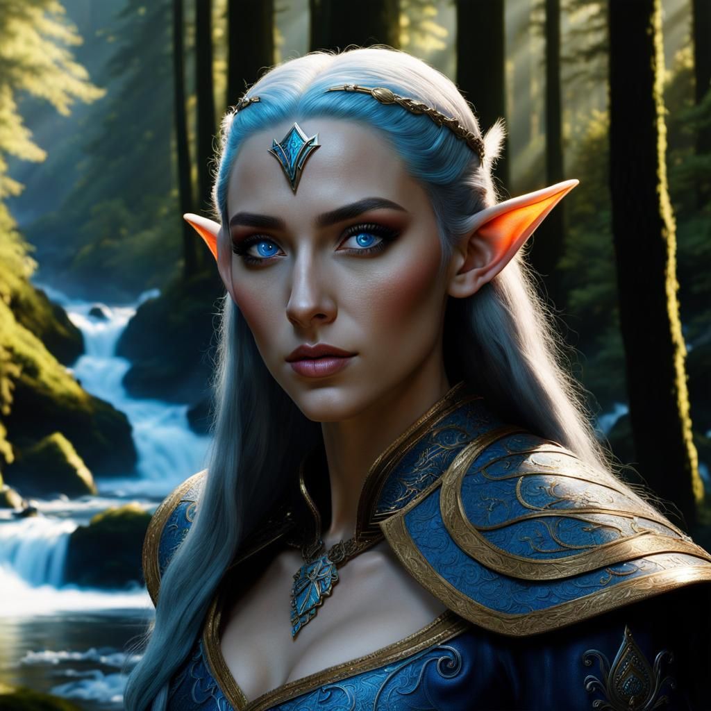 Insanely detailed photo of more gorgeous beautiful Elf, glowing blue ...