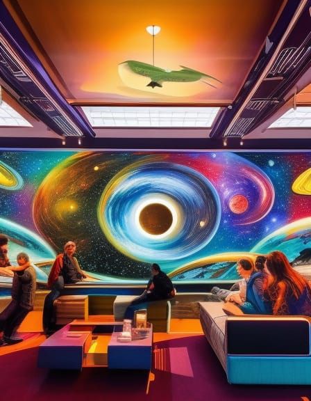 Abstract Coffee Shop In Space - AI Generated Artwork - NightCafe Creator