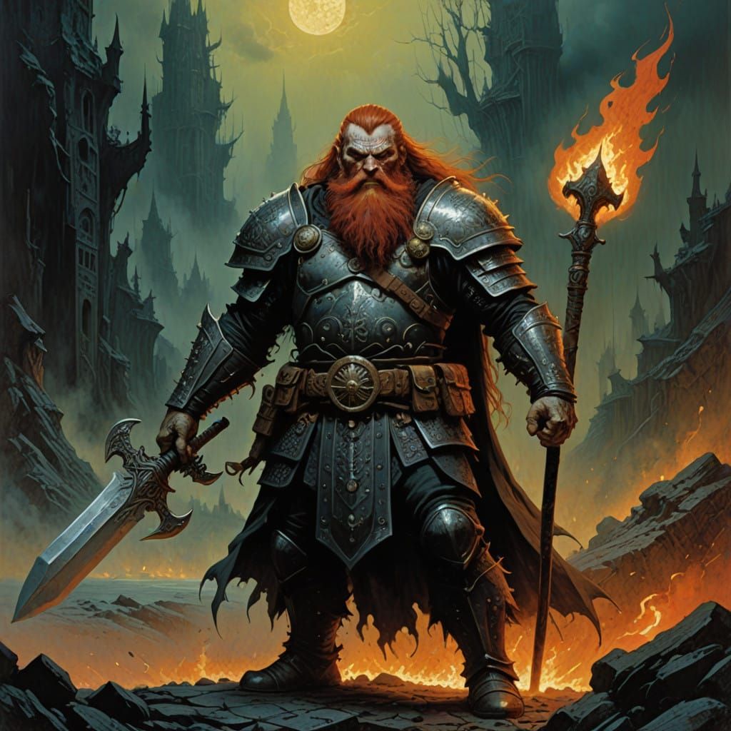 The Dwarf lord shall not cower - Sturdy Dwarf Warrior in Lea...