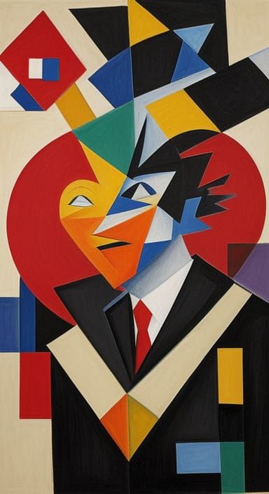 Cubist Heart Abstract Art in Vibrant Colors - AI Art