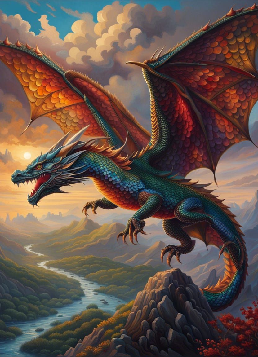 Dragon in Flight - AI Generated Artwork - NightCafe Creator