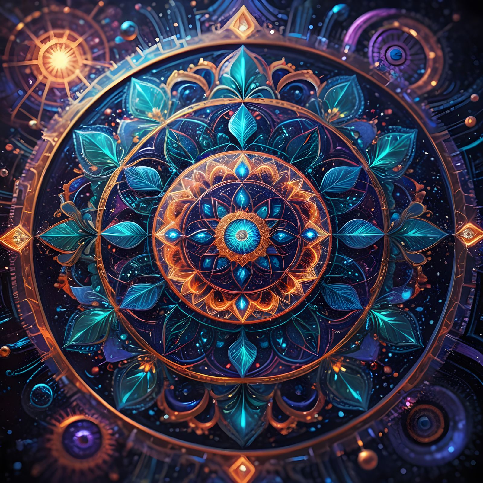 Cosmic Mandalas in Holographic Splendor - AI Art