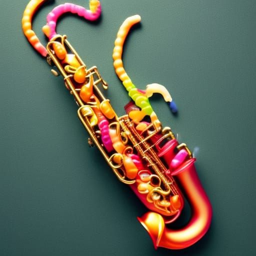 saxophone made of gummy worms - AI Generated Artwork - NightCafe Creator