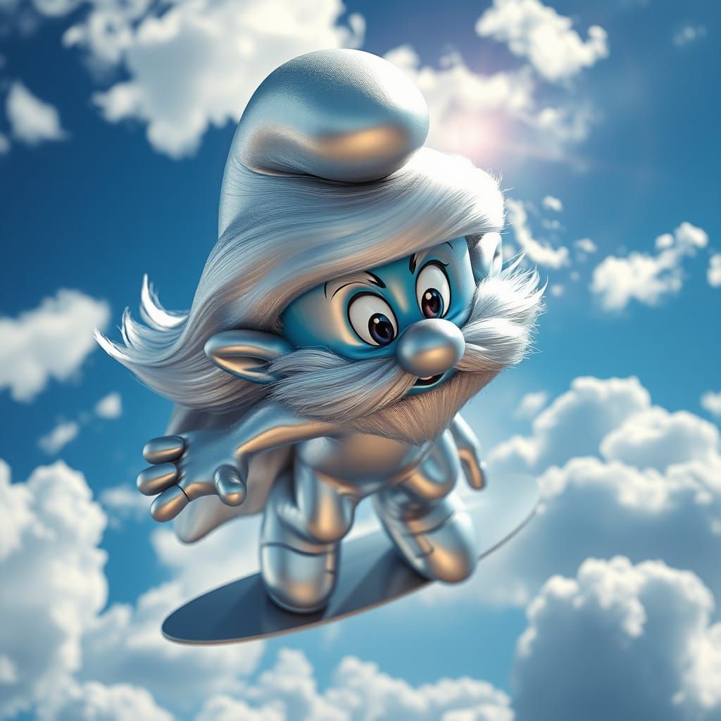 Silver Smurfer - Majestic Silver Smurf Soars Through Electri...