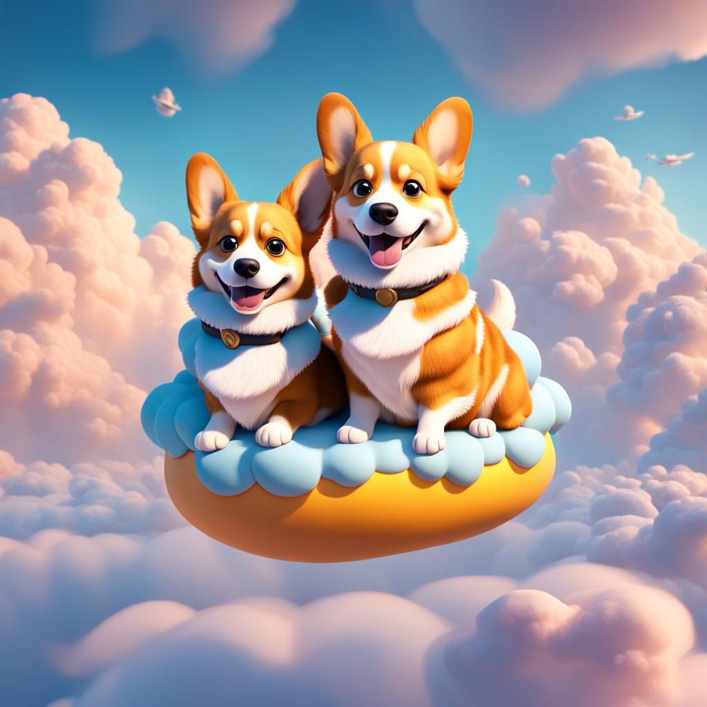 corgis in the sky - AI Generated Artwork - NightCafe Creator