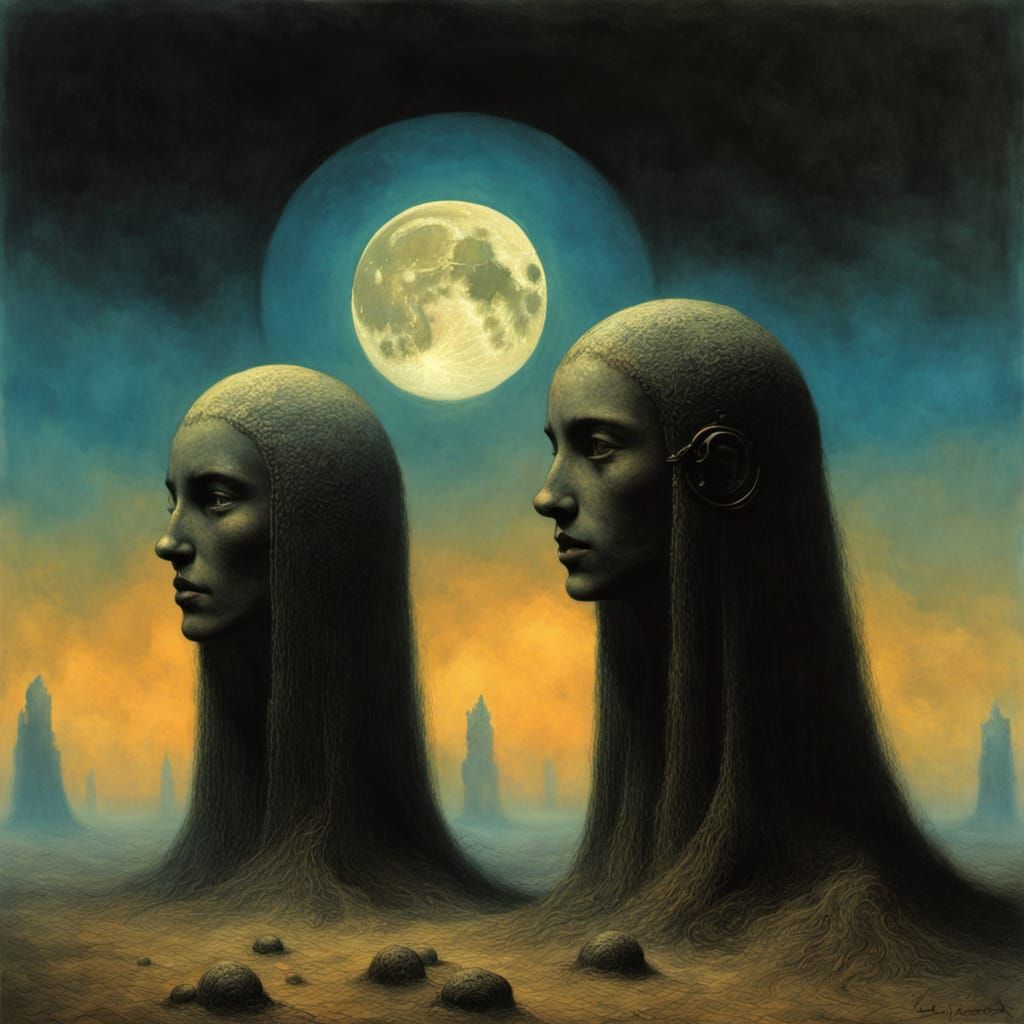 Grotesque Figure in a Haunting Landscape - AI Art