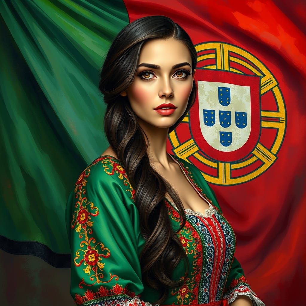 Miss Portugal - Portuguese Beauty in Traditional Dress with ...