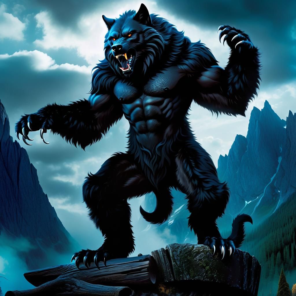 Werewolf standing on two paws - AI Generated Artwork - NightCafe Creator