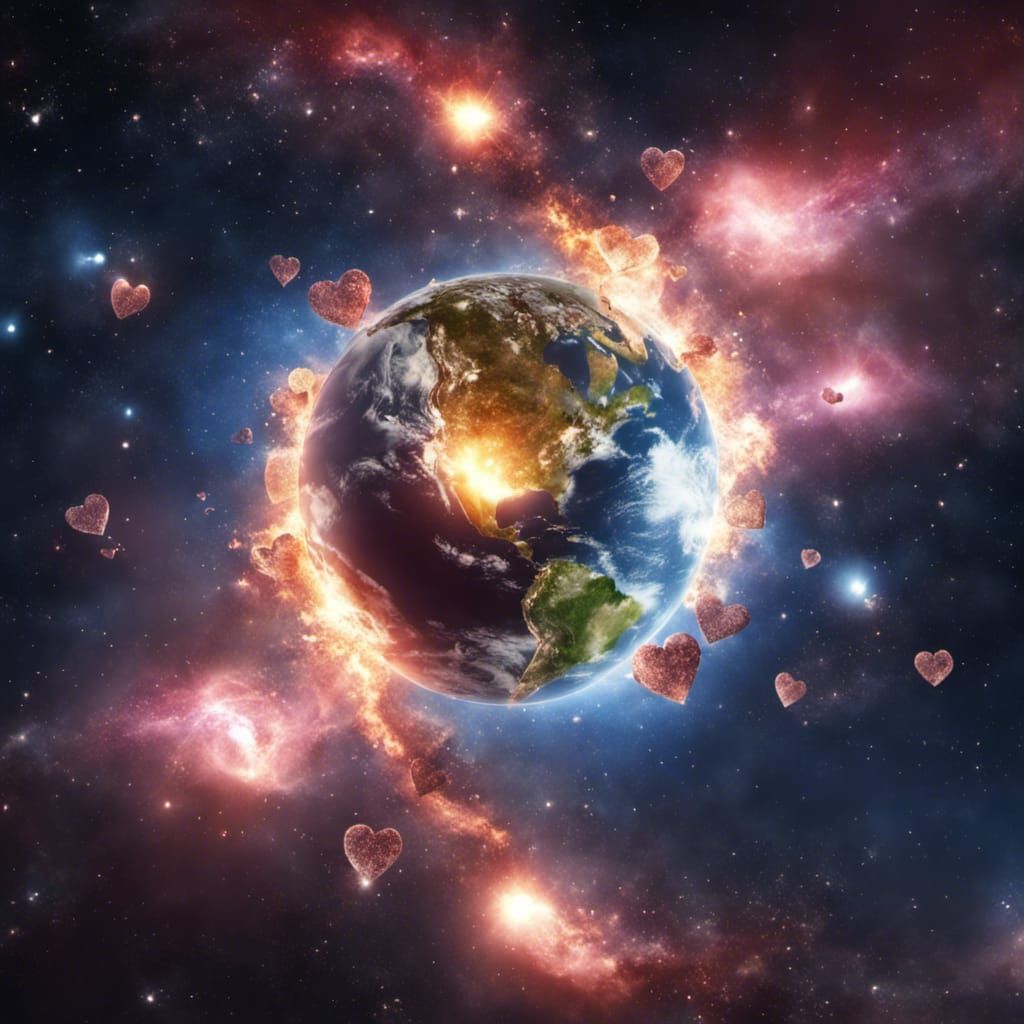 Love & Hearts Exploding from the Earth - AI Generated Artwork ...