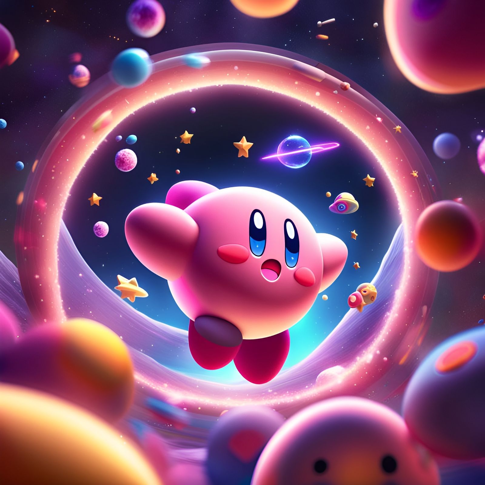 Kirby flying in space - AI Generated Artwork - NightCafe Creator