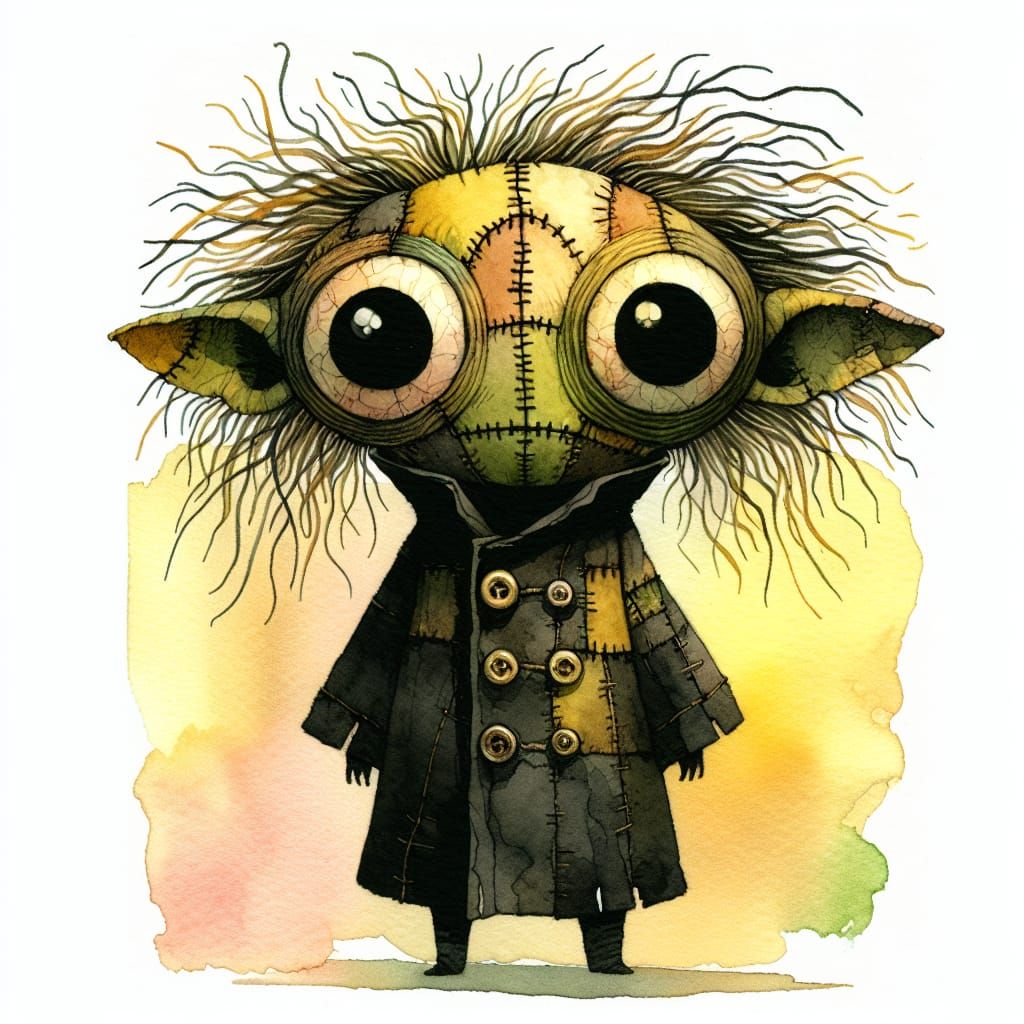 A whimsical Goblin doll. - A whimsical Goblin doll.