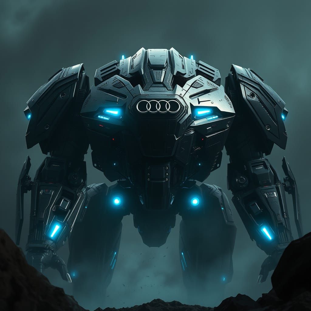 Audi Robot: Ominous Metallic Beast Rises from Shad... - AI Art