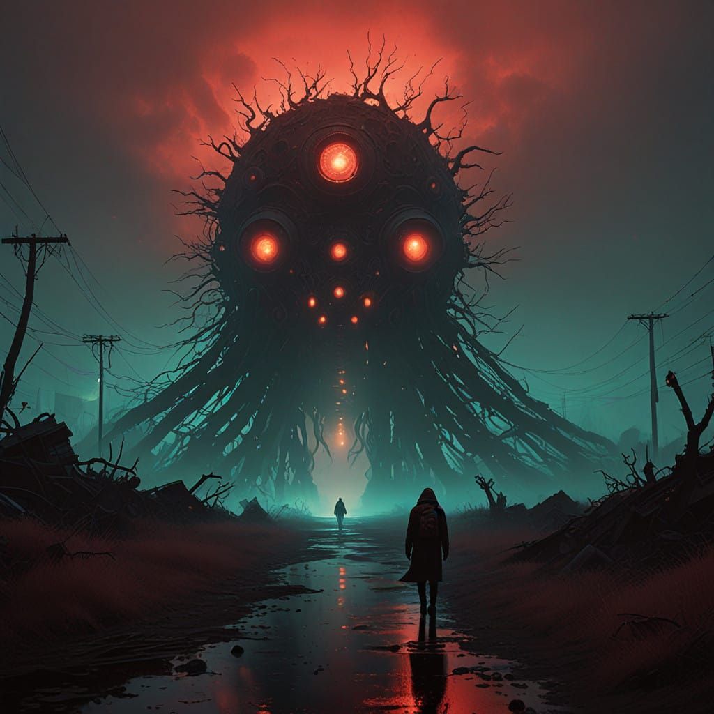 A twisted, biomechanical alien monstrosity emerges from the abyssal ...