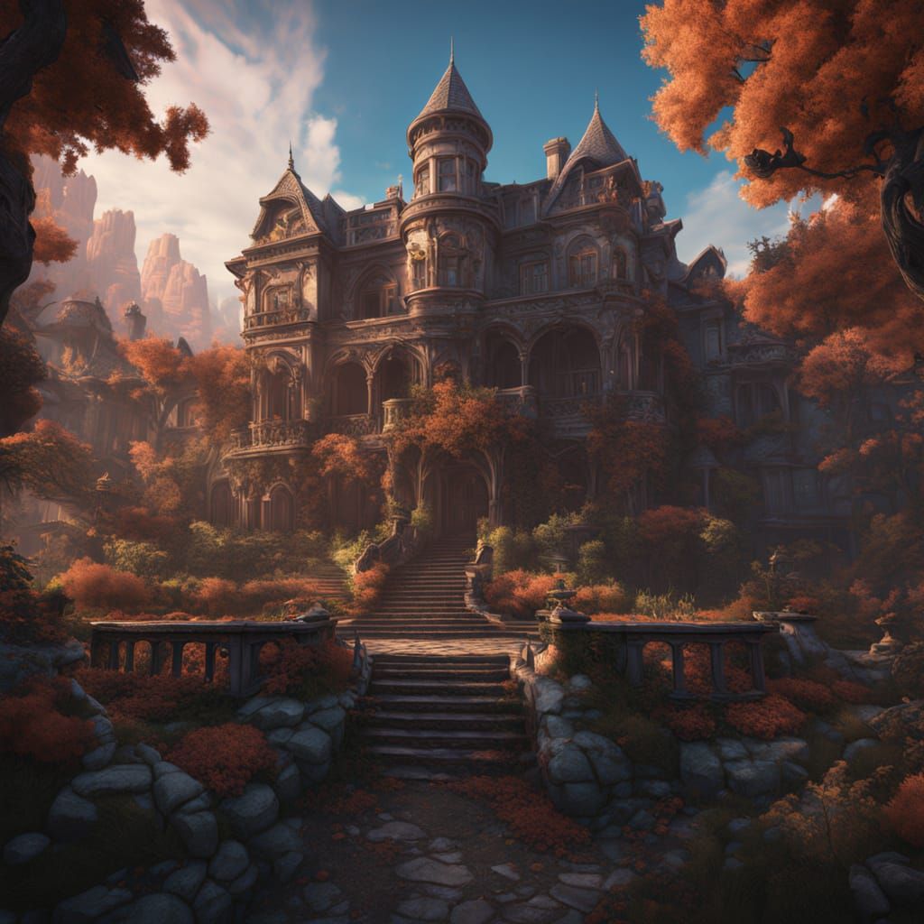 Elegant Vampire Family Portrait in Opulent Mansion - AI Art