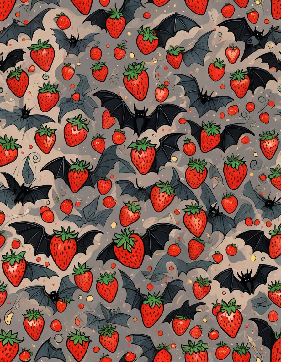 strawberry cute bat - AI Generated Artwork - NightCafe Creator