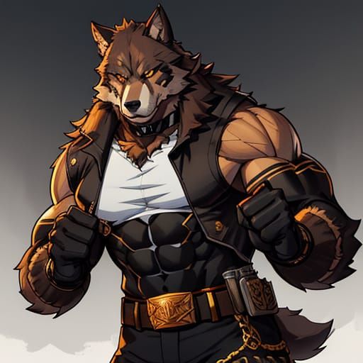 a muscular anthropomorphic wolf - Chiseled Wolf Warrior in ...