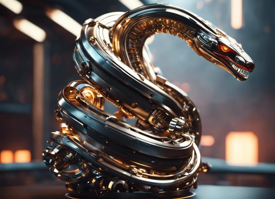 Mechanical snake - AI Generated Artwork - NightCafe Creator