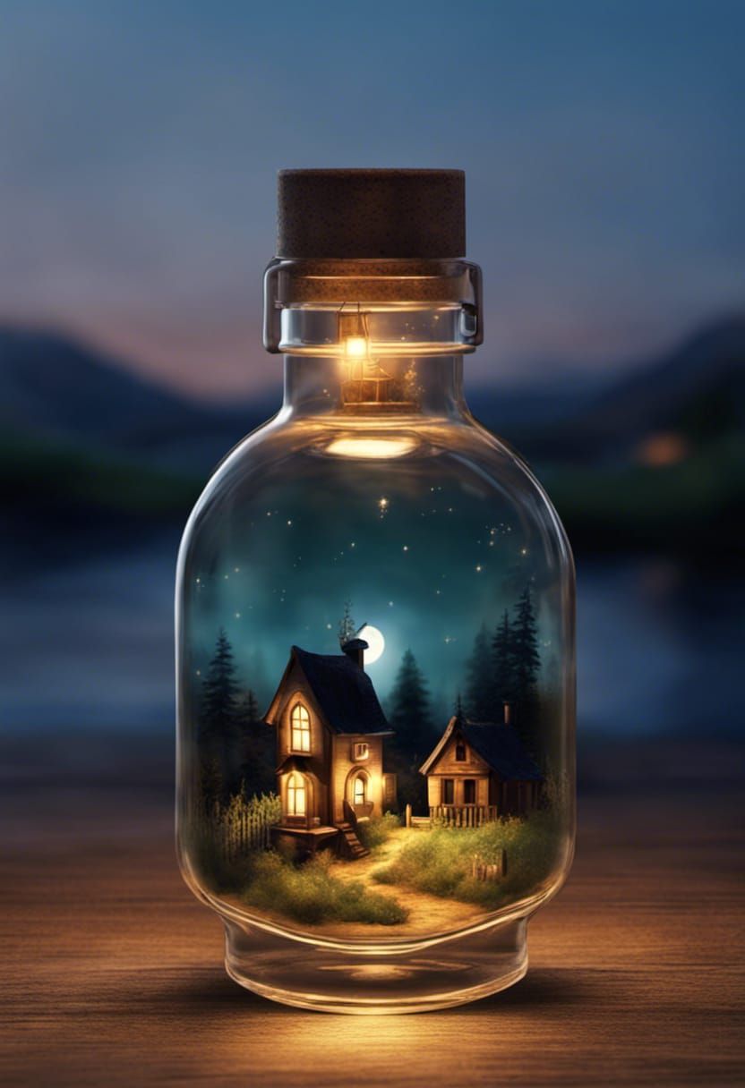 Mini house in the bottle : r/nightcafe