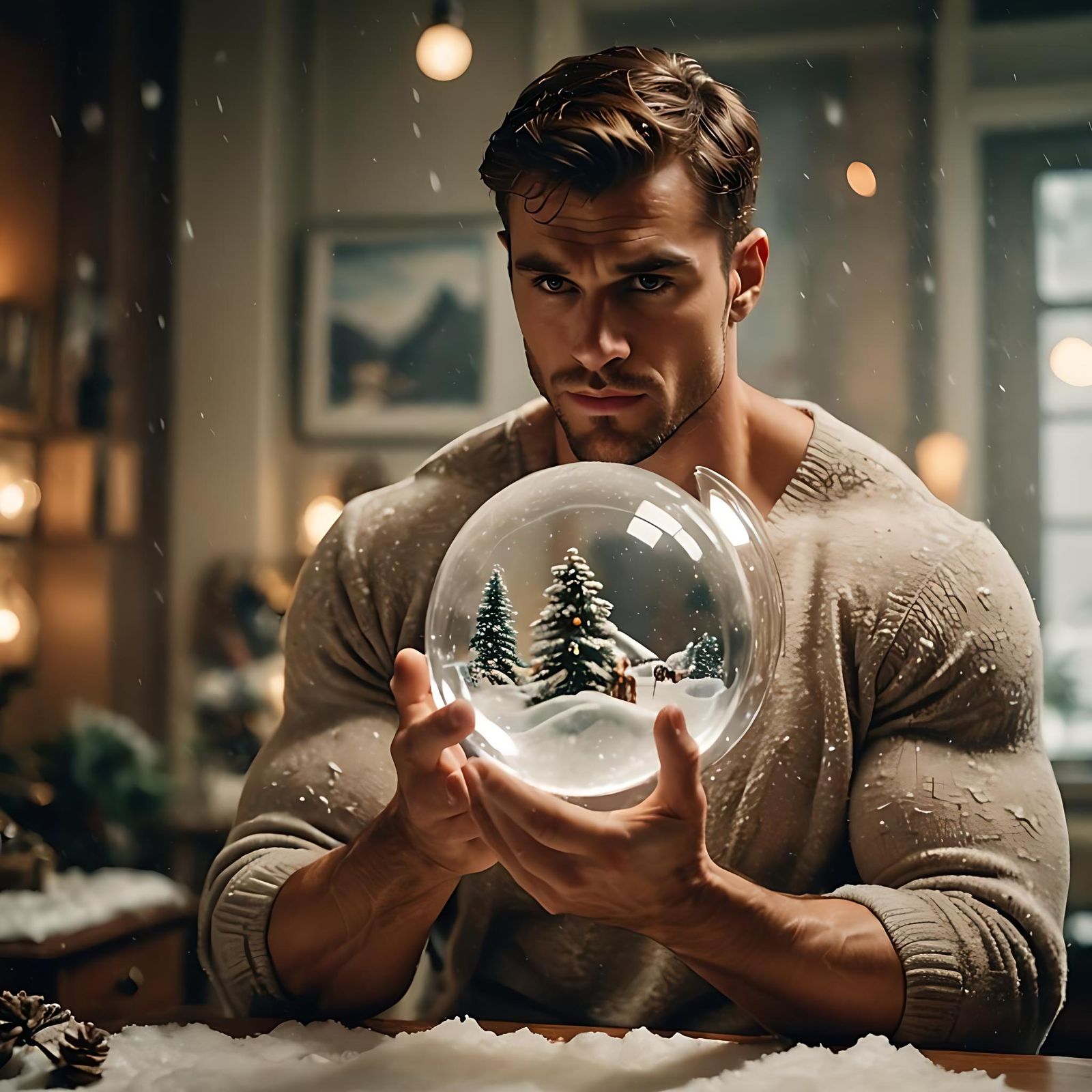 Handsome Snow Globe Hunk - AI Generated Artwork - NightCafe Creator