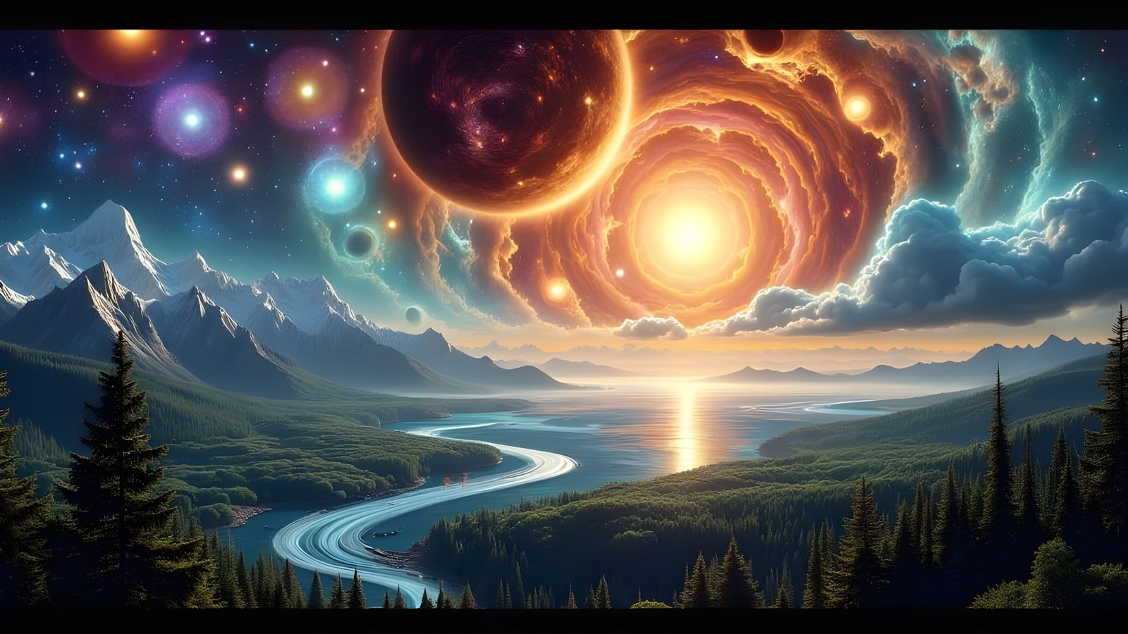 Strange new worlds 3 - Surreal Planets in Vibrant Nebula