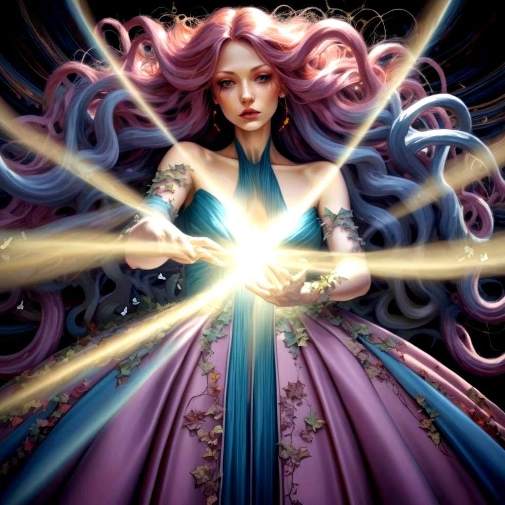 Ivy vines stretching and twisting in a strange landscape. Bones and ...