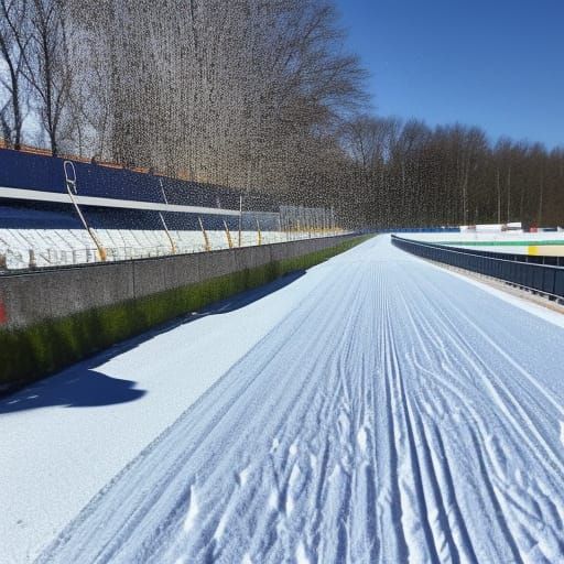 Snow on race track - AI Generated Artwork - NightCafe Creator