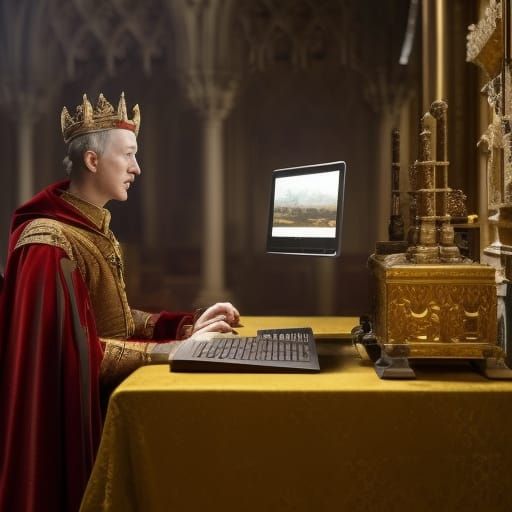 henry the eighth using an Apple Mac computer, 14th Century, Epic ...