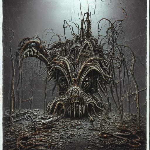 Biomechanical Horror Emerge from Dark Industrial V... - AI Art