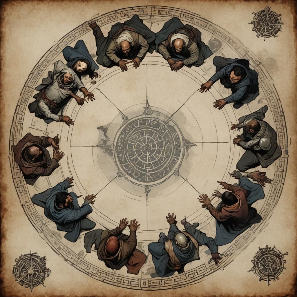 circle of 5 dead bodies. 5e style - AI Generated Artwork - NightCafe ...