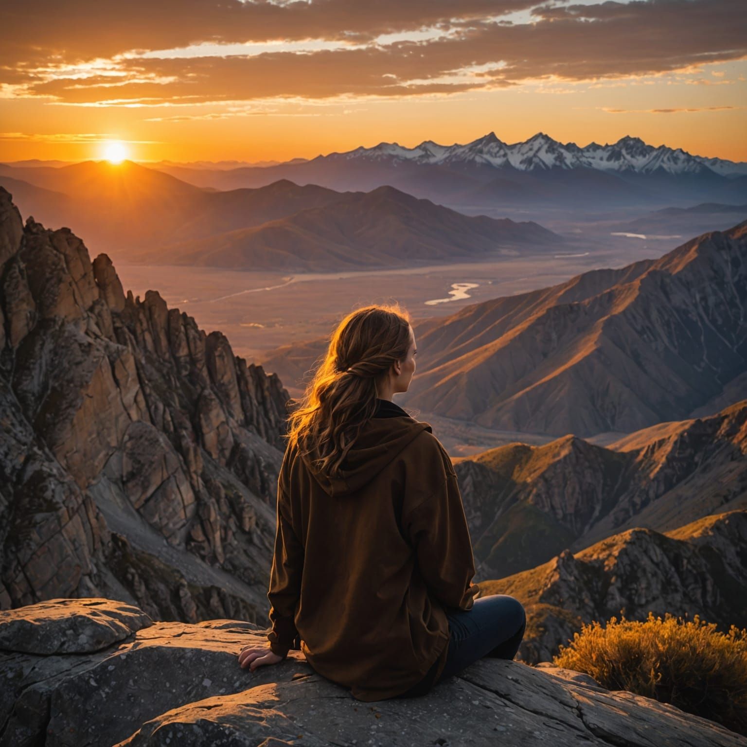 The sun dipped low on the horizon, casting a warm, golden glow over the ...