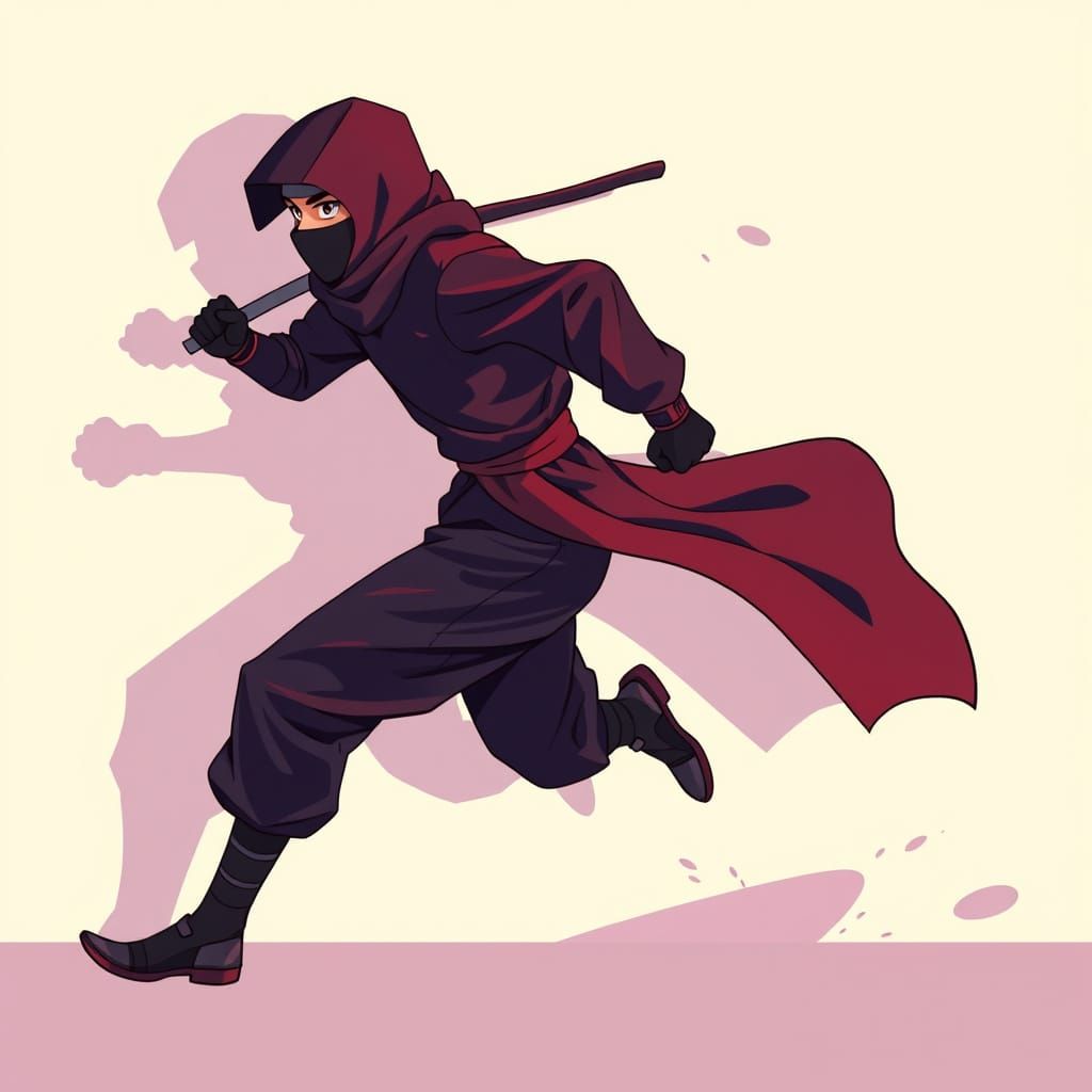 a ninja - Ninja in Dynamic Manga Style Sprint