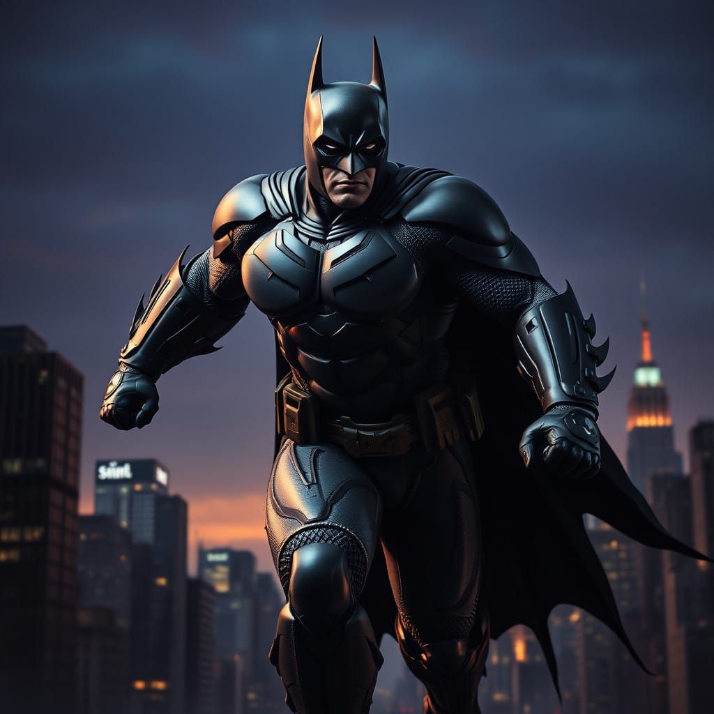 Musclebound Batman Charges Through Gotham City in ... - AI Art