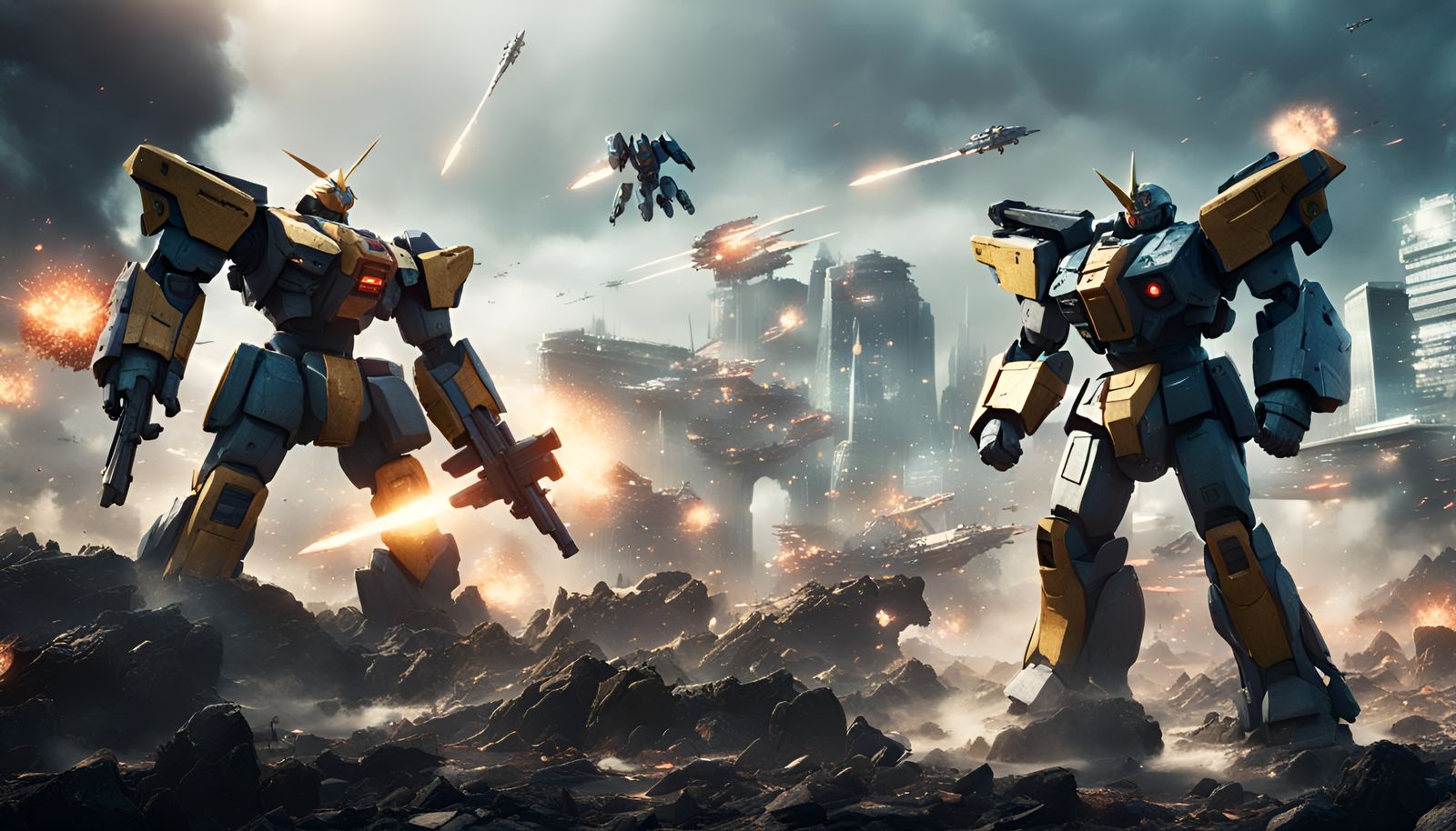 war battlefield between jeagers from pacific rim and gundam desktop ...