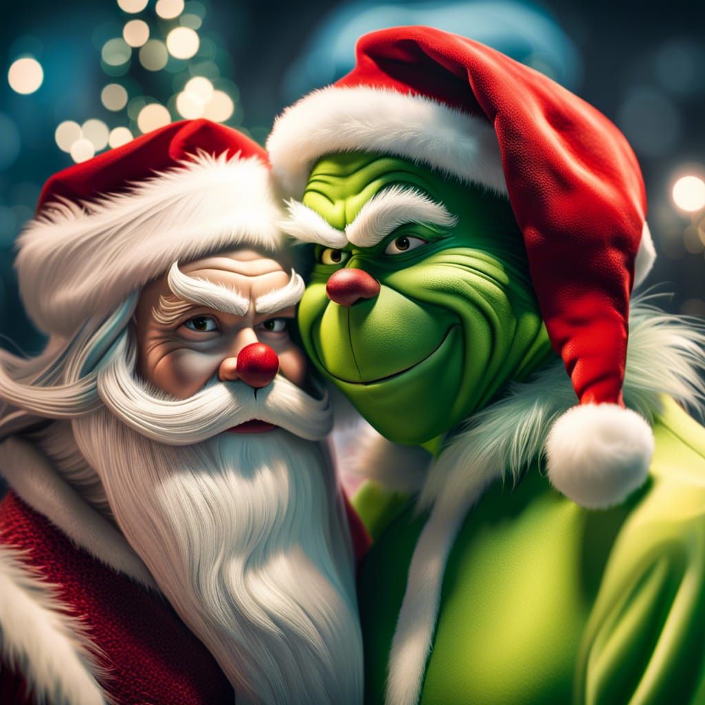 Grinch & Santa Claus - AI Generated Artwork - NightCafe Creator