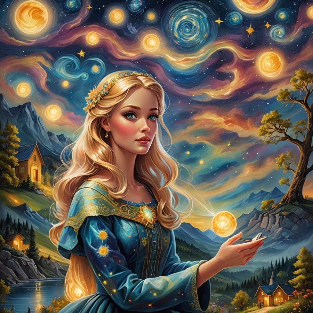 Oil painting, hard brush Strokes, Colorful sparkling lights Fantasycore ...