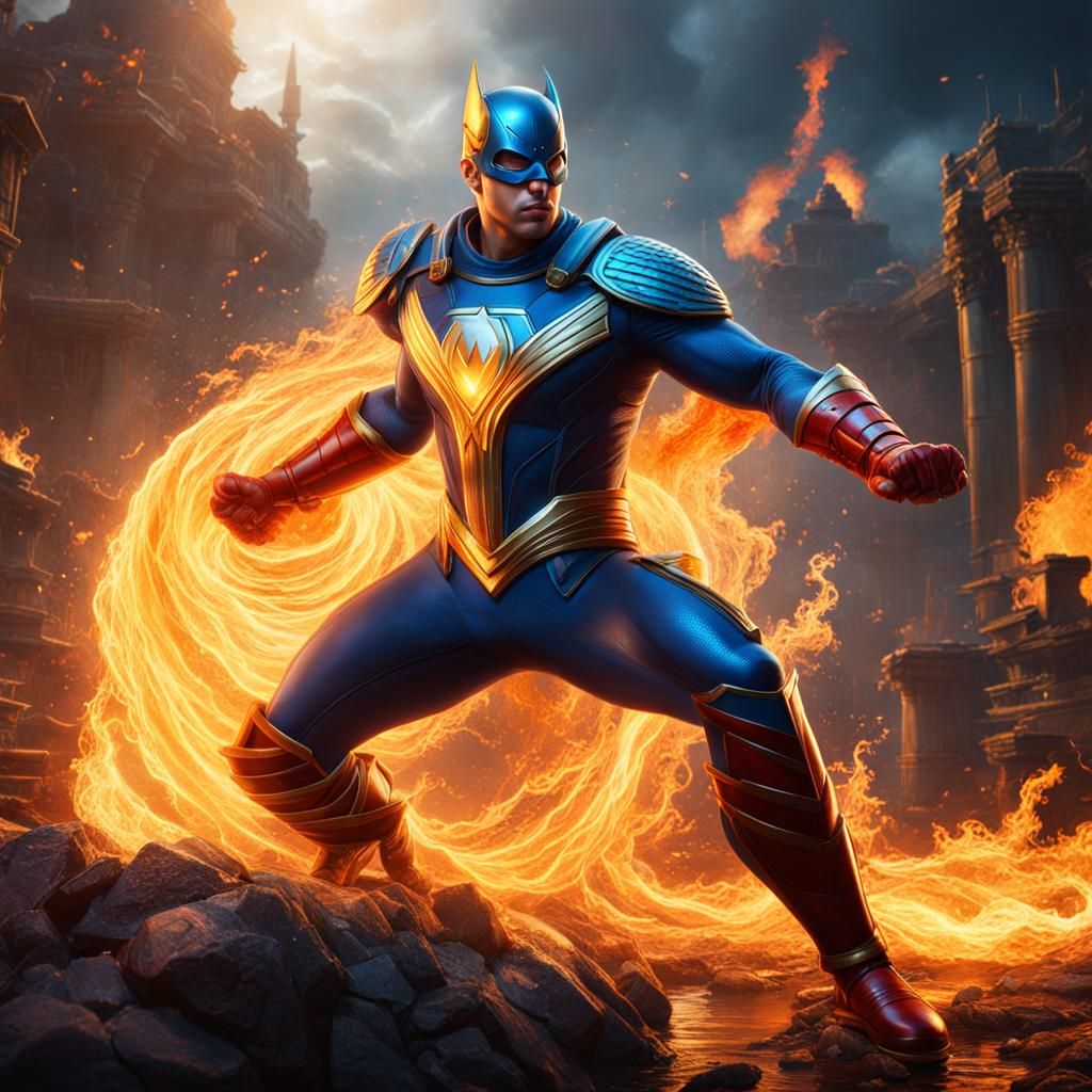 Centric Character Illustration; one water powered superhero fighting a ...